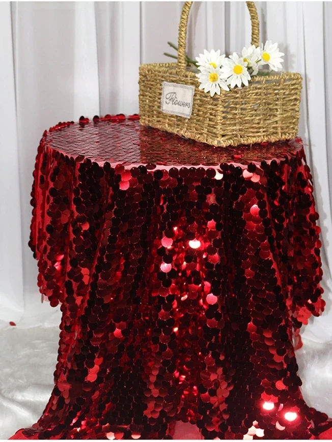 Silvery Large Sequin Shiny Tablecloth Photograph Prop Red Wedding ...