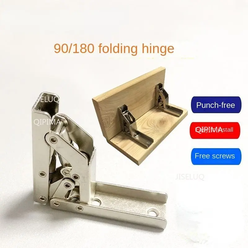 1PCS/Set 180 Degree Flat Spring Folding Hinge Hardware Hole-free Hinge ...