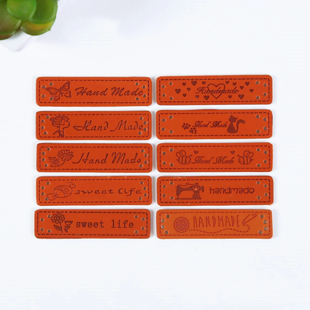 50pcs/pack Pu Leather Tags Diy Labels Handmade Letter Pattern Rectangle ...