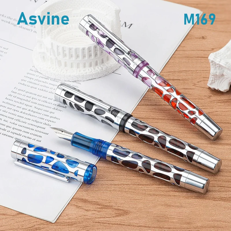Asvine-M169-Acrylic-Dropper-Fountain-Pen-EF-F-M-Nib-Transparent-Metal ...