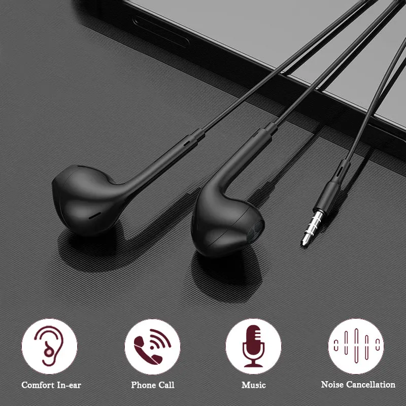 3.5mm In Ear Earphones Wired Headphones with Microphone Stereo Earbuds ...