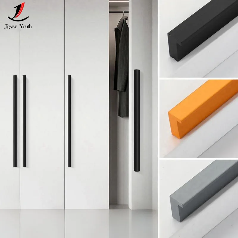 80mm-1000mm Aluminum Alloy Black Handle Cabinet Handles Kitchen Door ...