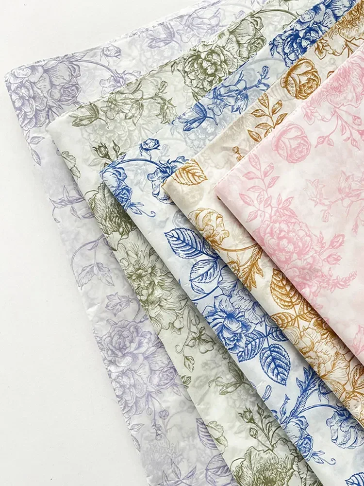 New-Printed-Floral-Paper-Vintage-Hand-Kneaded-Papers-Bouquet-Packaging ...