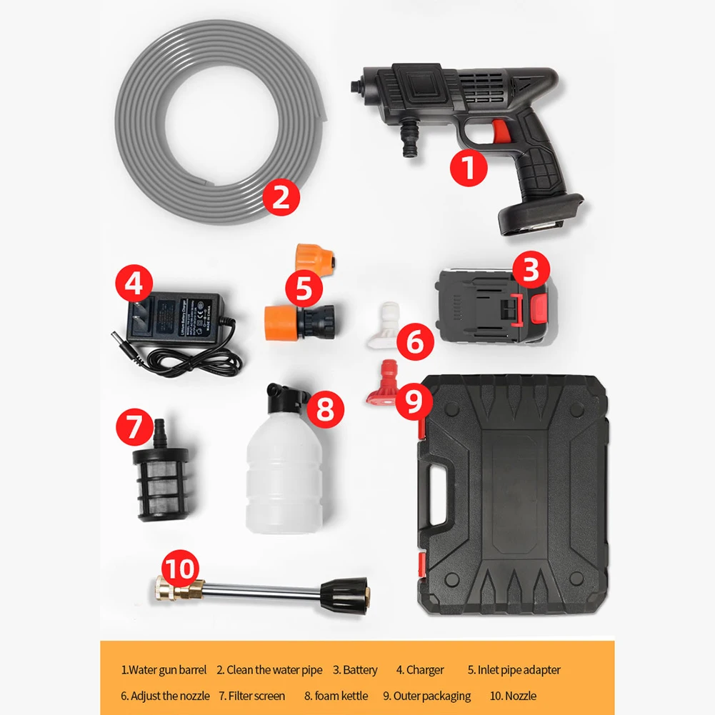 Washer Gun 6000 mAh Battery Wireless High Pressure Foam producer ...