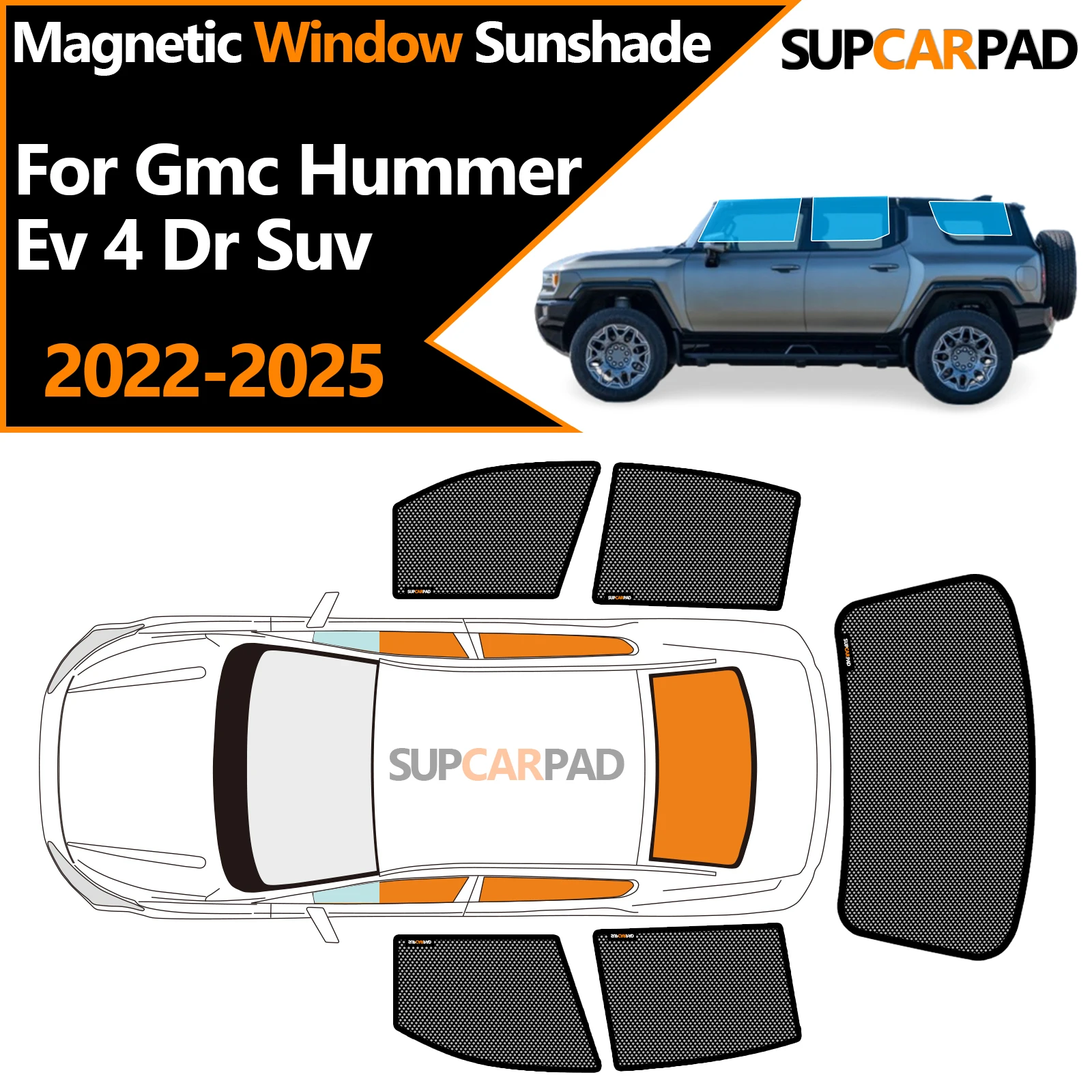 Custom Car Window Sunshade For Gmc Hummer Ev 4 Dr Suv 2022-2025 ...