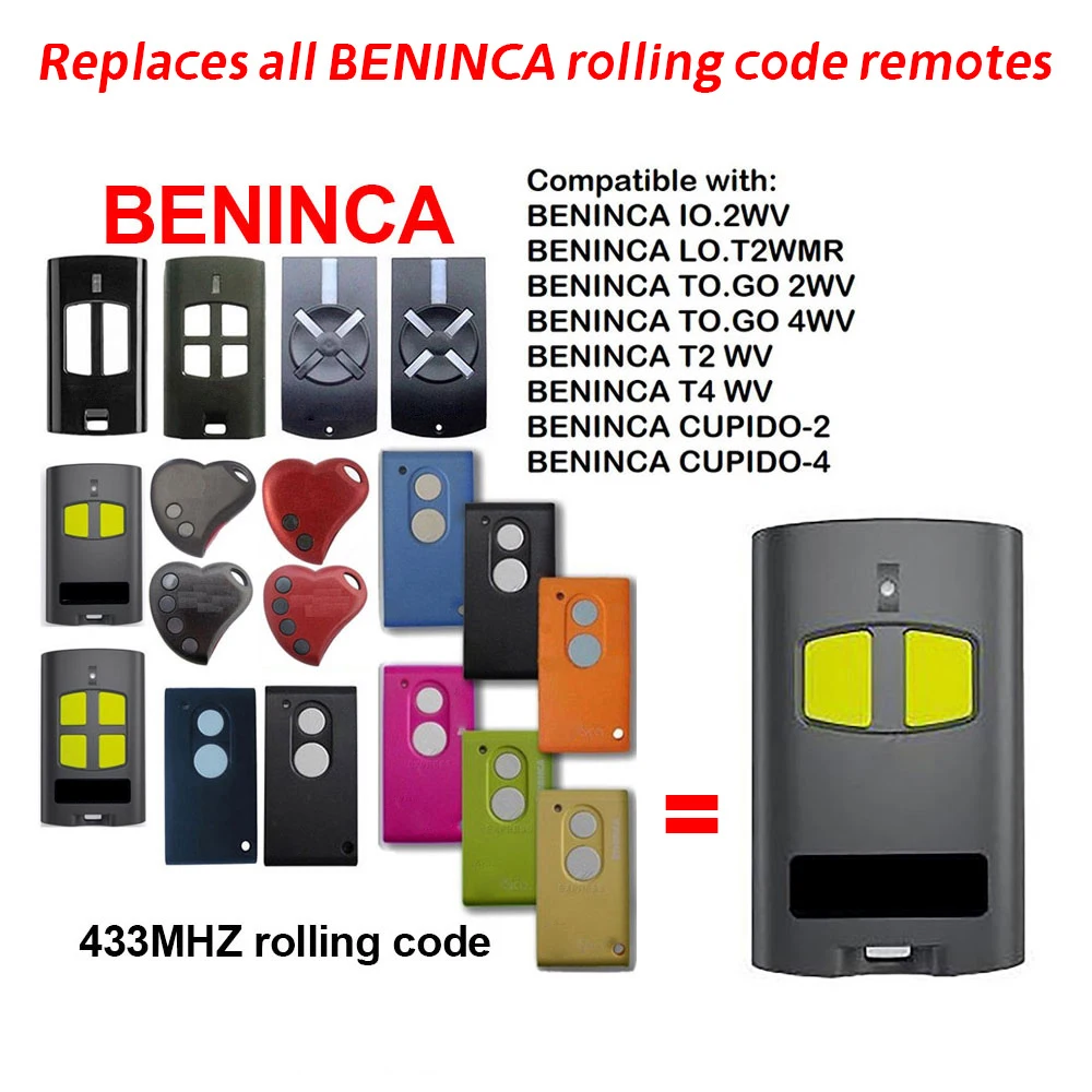 BENINCA-Télécommande de Porte de Garage,433.92mhz,Rolling Code,BENINCA ...