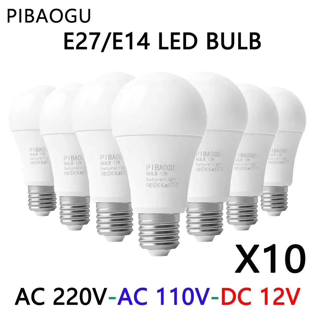 PIBAOGU-10pcs-LED-Bulb-Lamps-E27-E14-AC220V-110V-DC12V-85V-24-Light ...