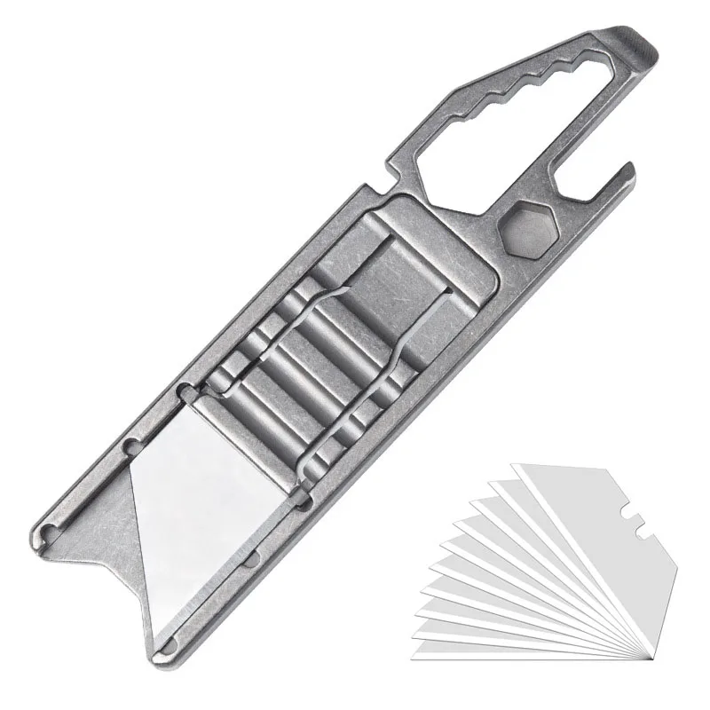 Titanium-Paper-Cutter-Multi-function-Tool-Knife-Trapezoidal-Blade-EDC ...
