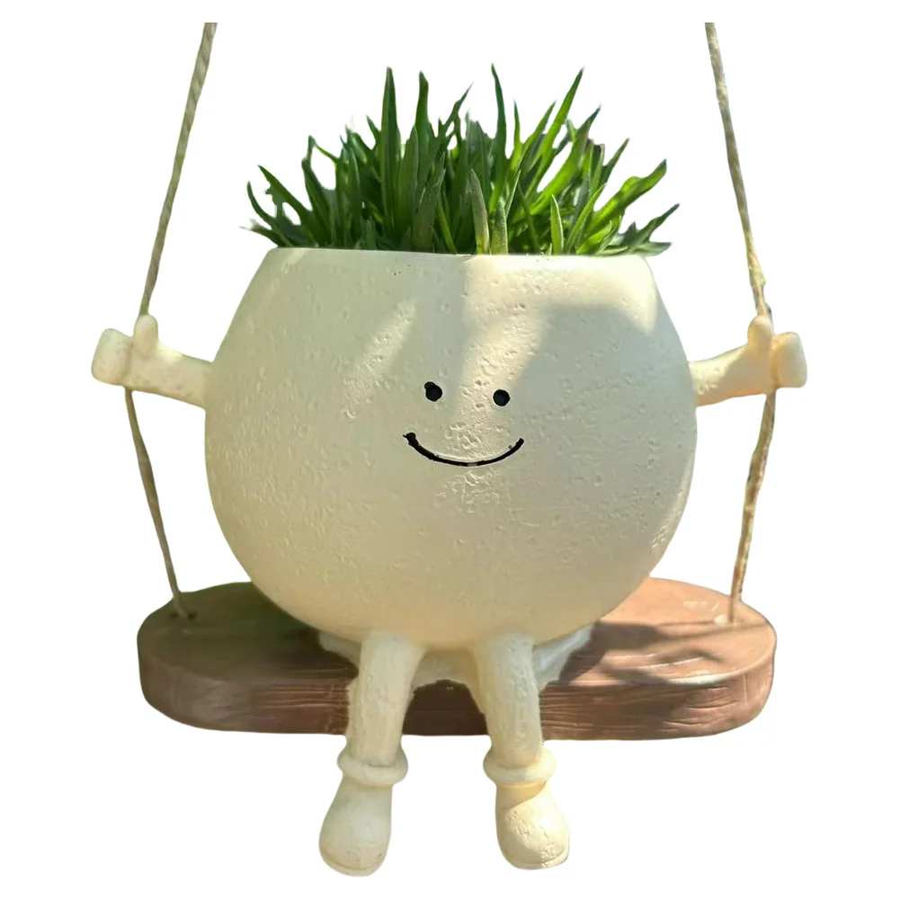 Swing-Face-Planter-Pot-Cute-Smiling-Face-Resin-Flower-Pot-Swing ...