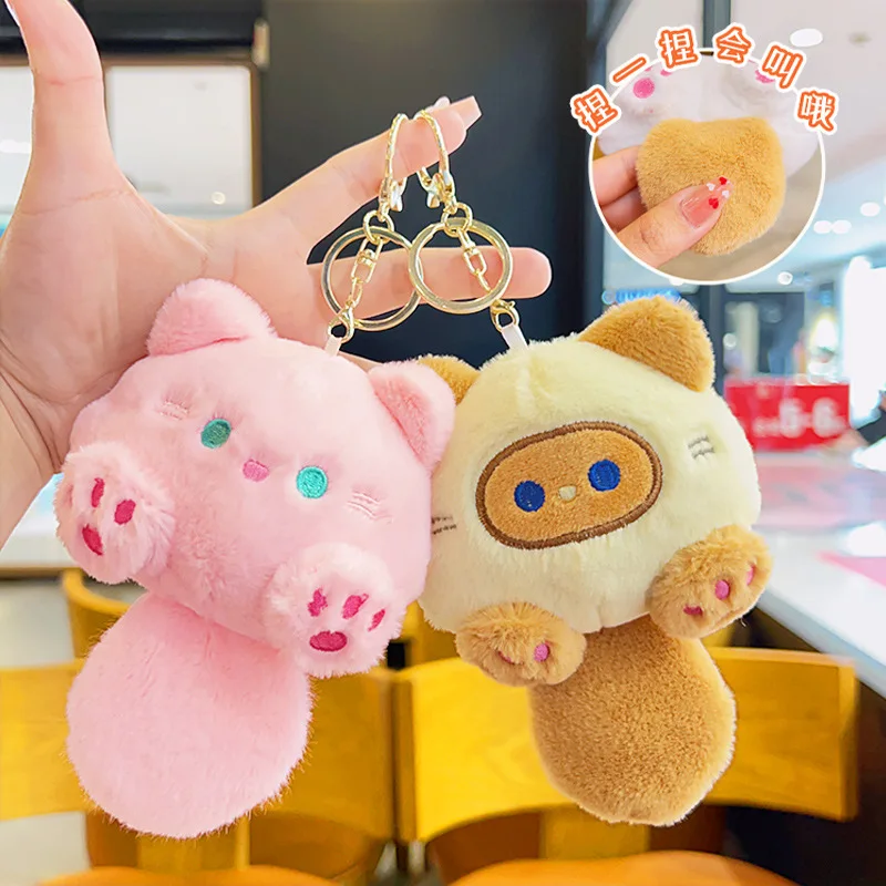 Cute-Fluffy-Cartoon-Keychains-Pendant-Toy-Kawaii-Cat-Plush-Doll-Can ...