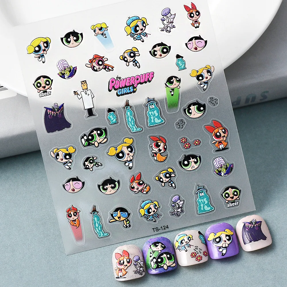 1PCS New Cute Cartoon Little Girl Nail Sticker Nail Art Accessories ...