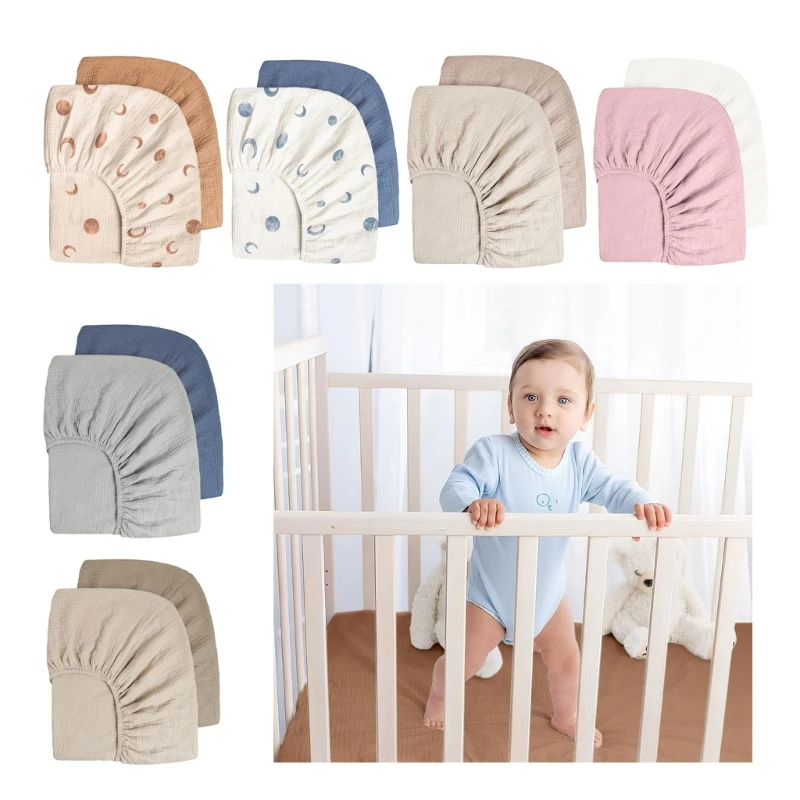 2Pcs Double Layer Baby Crib Fitted Sheet Bed Cover Set for Comfortable ...