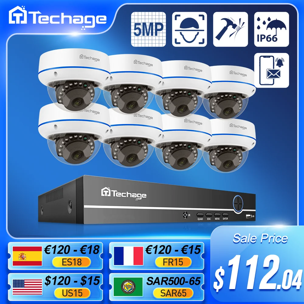 8CH indoor poe camera system | 5MP dome poe camera set | audio record ...