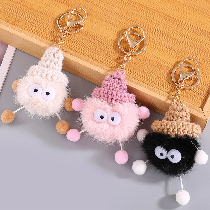 Cute-Mink-Hair-Lanyard-Briquettes-Keychain-Car-Keyring-Pendant-Plush ...