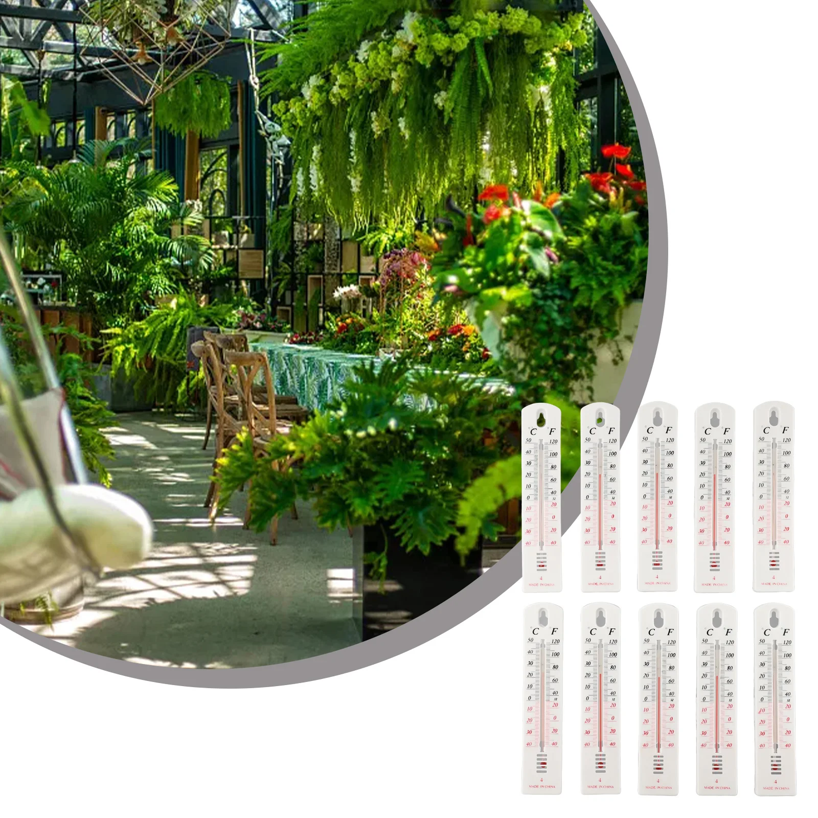 10Pcs-Analog-Thermometer-Indoor-Outdoor-Room-Garden-Thermometer-White ...