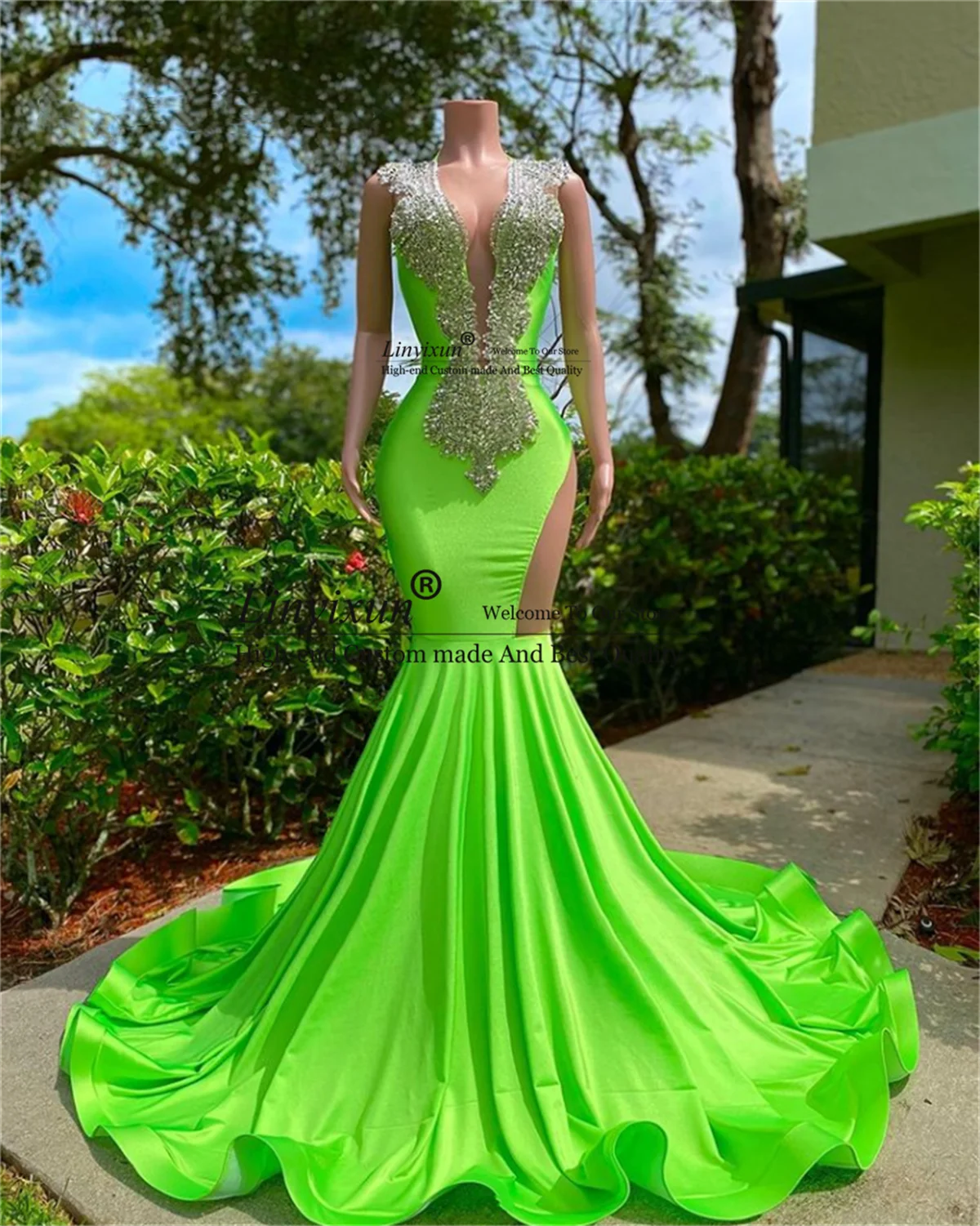 Neon Green And Black Prom Dresses