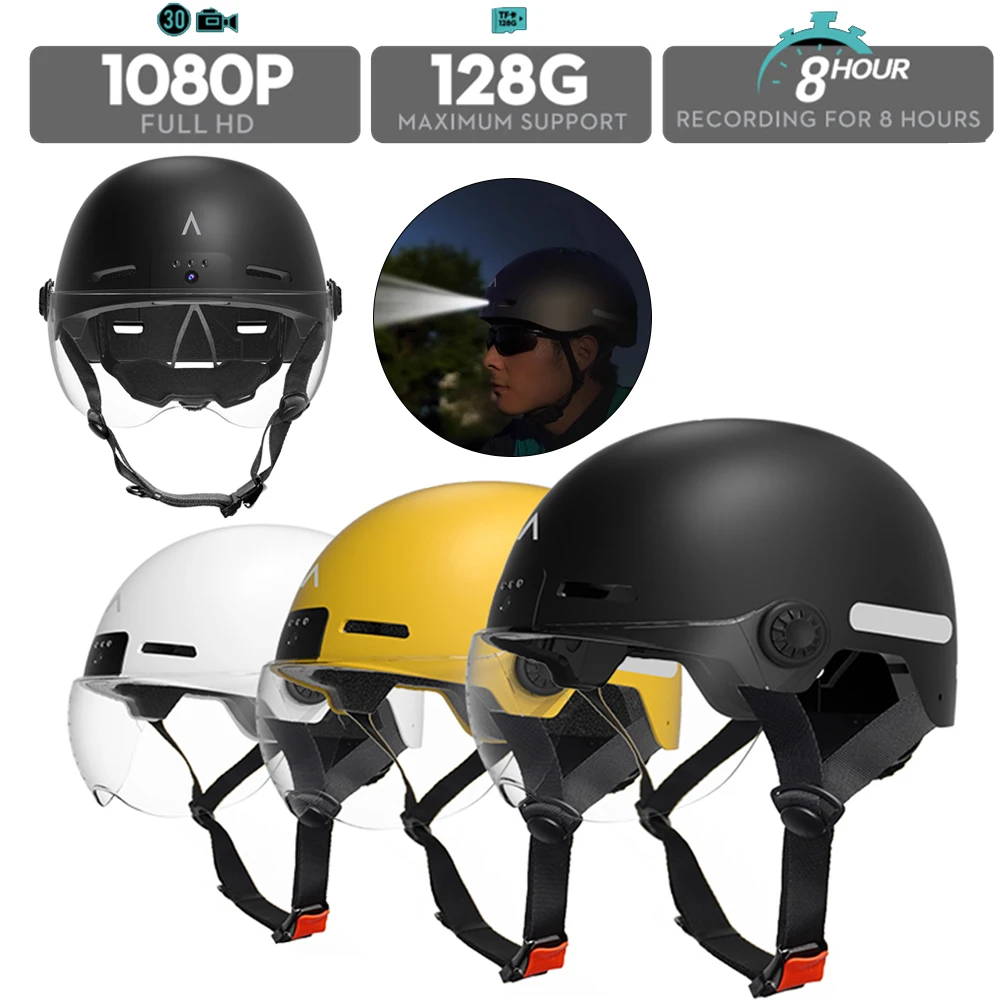 Bicycle-Motorcycle-Helmets-Built-in-Camera-with-LED-Lights-Record-Moped ...