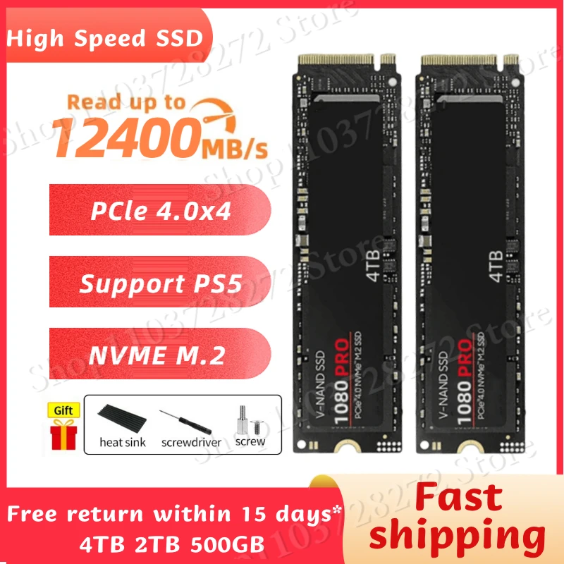 1080 PRO 브랜드 SSD M.2 2280 PCIe Gen 5.0x4 NVME 솔리드 스테이트 하드 드라이브, 데스크탑 PC ...