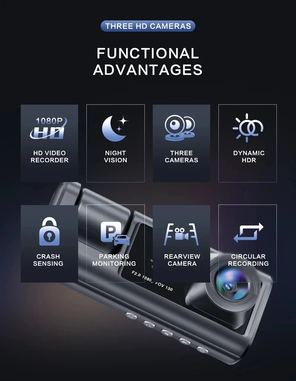 1080p Fhd Car Camera Dvr Wifi Dash Cam Vehicle Drive Video Recorder ...