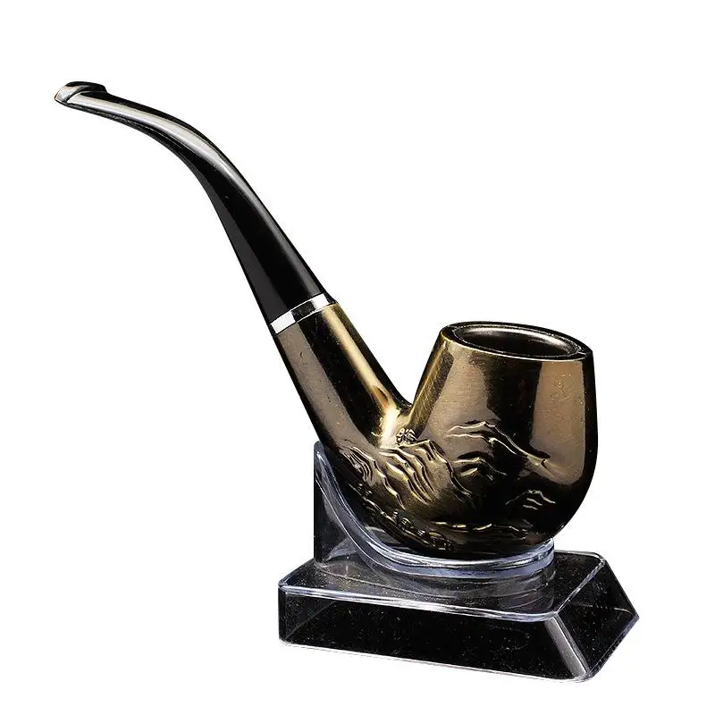 Wood-Grain-Resin-Pipe-Chimney-Filter-Long-Smoking-Pipes-Tobacco-Pipe ...
