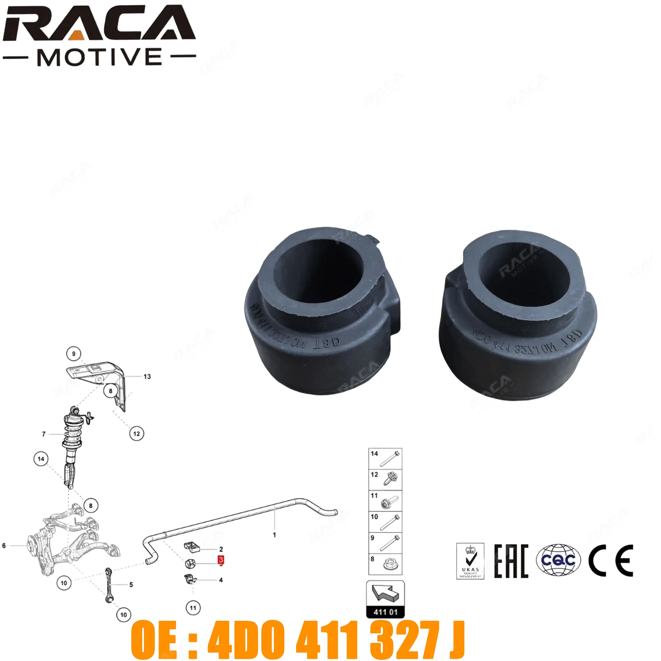 2Pc High Quality Front Axle Anti-Roll Stabilizer Rubber Bushing for ...