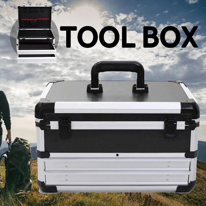 Aluminum ToolBox With Drawer 3 Layers Large-Capacity Tool Box Portable ...