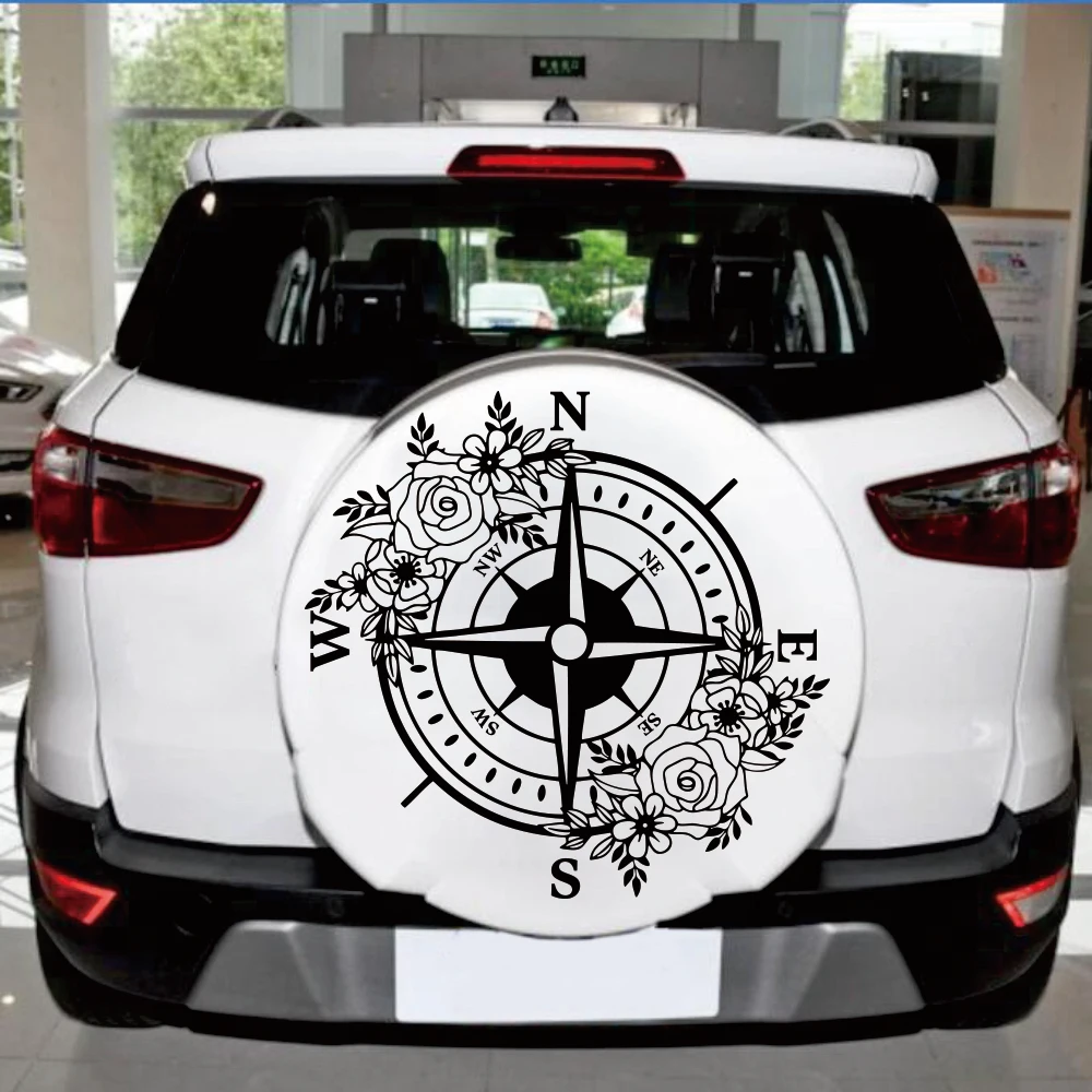 Large Compass Flower Hood Car Sticker Decal Travel Explore Adventure ...