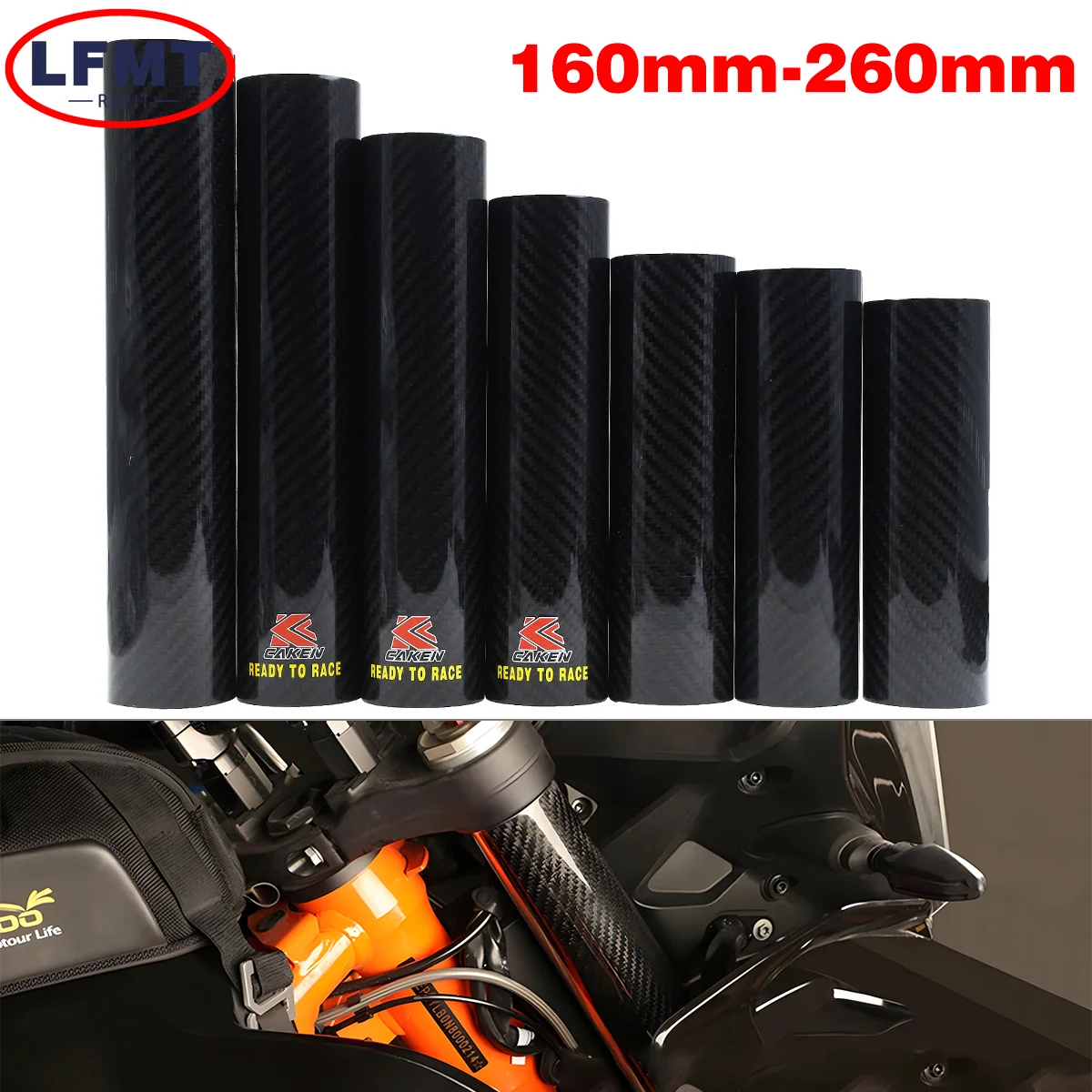 160mm-260mm Carbon Fiber Front Fork Guard Wrap Cover For KTM Kawasaki ...