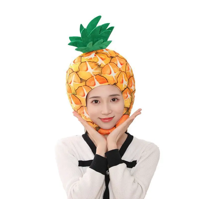 파티 재미 있은 Fuit 음식 모자 모자 노란색 파인애플 머리 장식 카니발 모자를 쓰고 있죠 봉제 소녀 생일 완구 장식