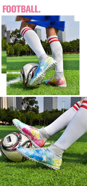 Cleats Soccer Shoes Men Tf Hightop Football Boots For Kids