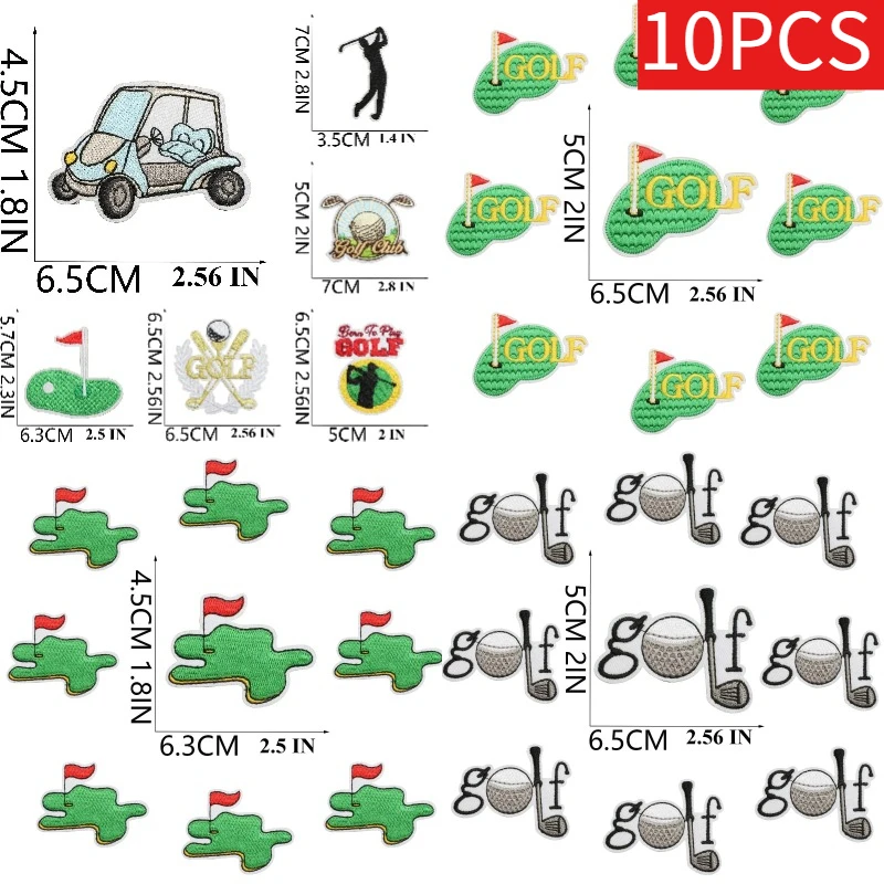 10/12PCS Wholesale Embroidery Golf Patches Cloth Sticker Cartoon Club ...
