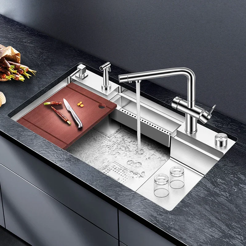 ASRAS New Handmade Brushed Stepped Kitchen Sink 4mm Thickness 220mm ...