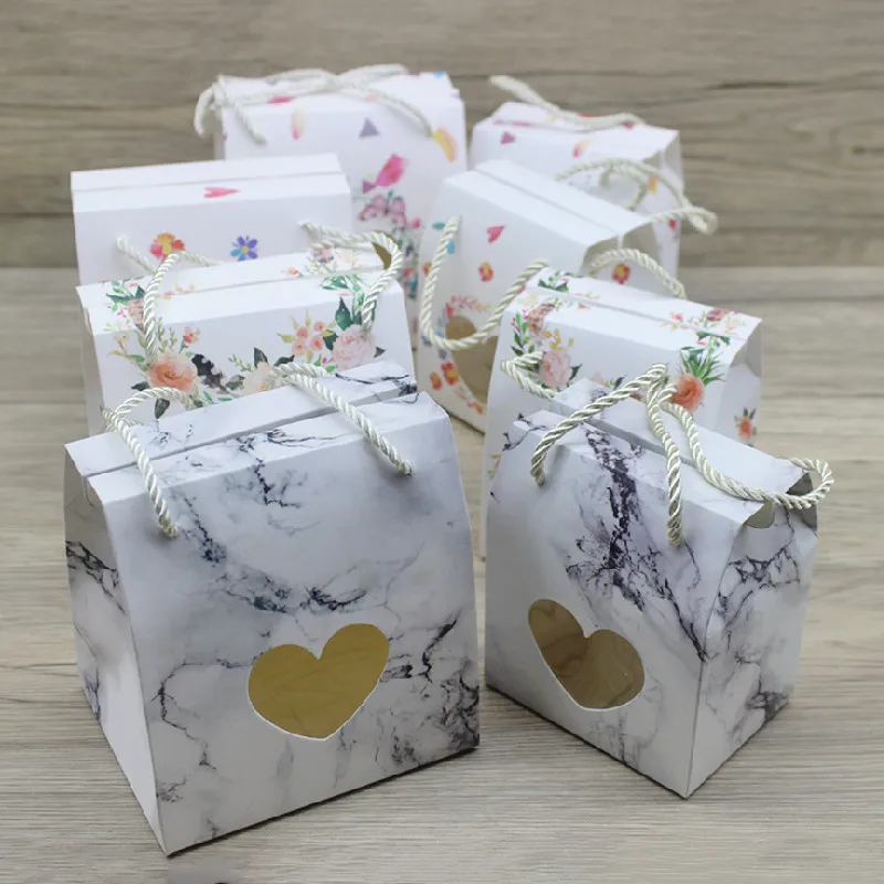 10pc 2sizes paper gifts package box with hanger DIY handmade marble ...