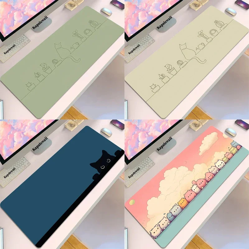 Kawaii-Cat-Gaming-Mousepad-Laptop-Stitched-Edge-Non-Slip-Computer-Desk ...