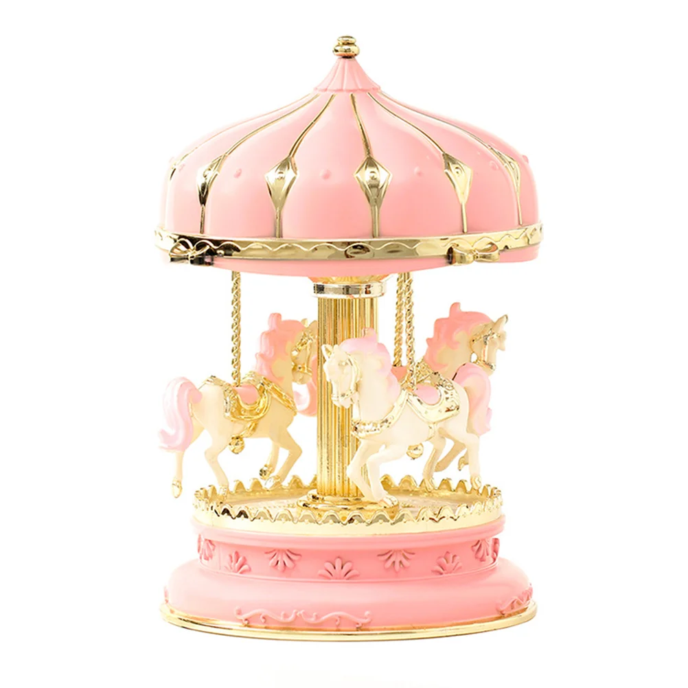 Carousel-Music-Box-Glittering-Rotating-Wooden-Horse-Music-Box-Flashing ...