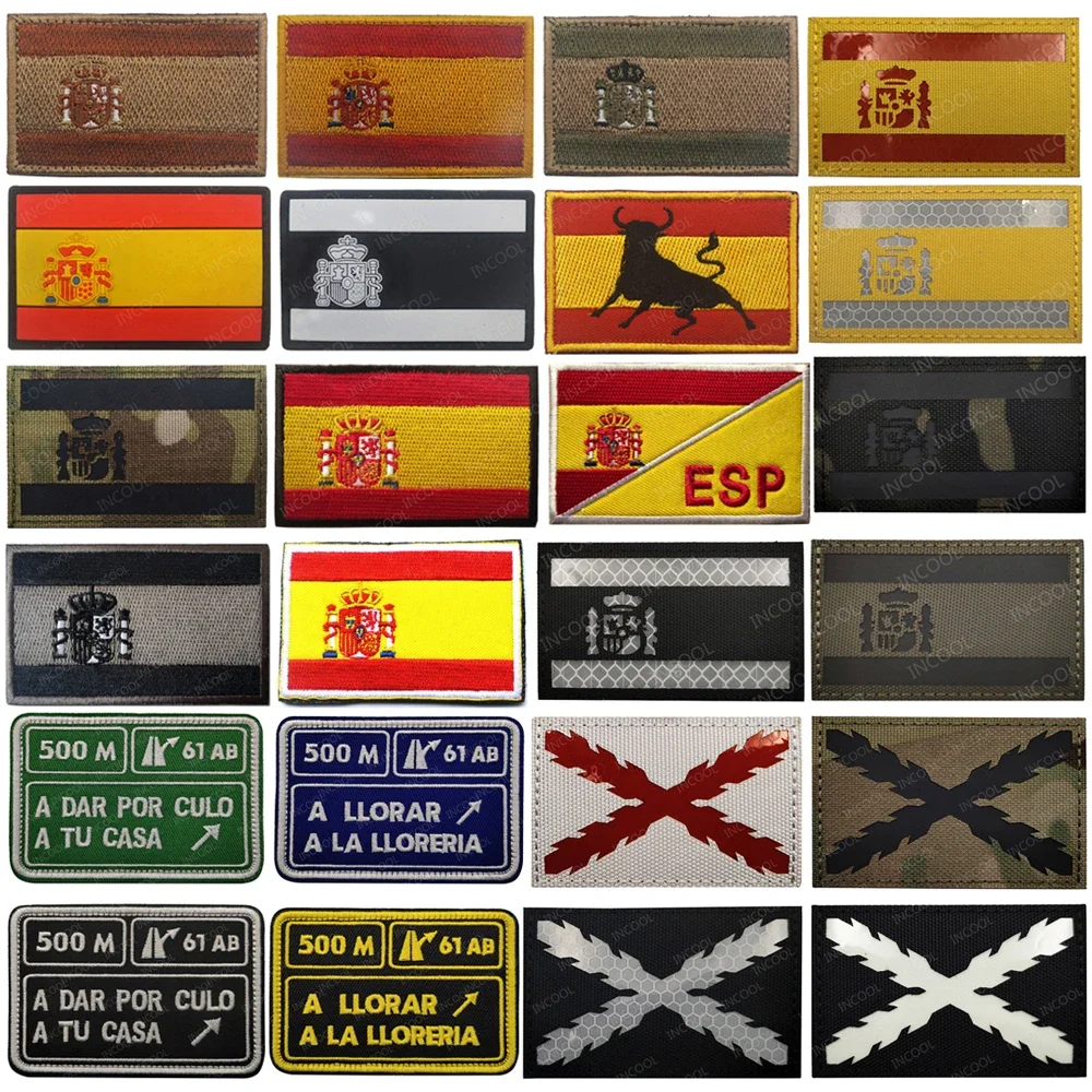Spain-Flag-Embroidered-Patches-Army-Military-Tactical-Emblem-Appliqued ...