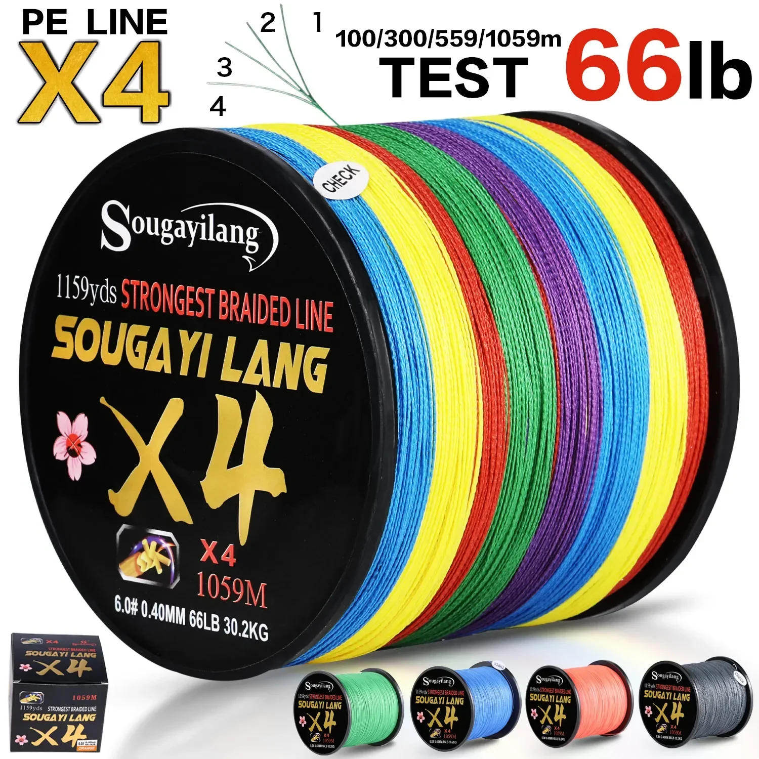 Sougayilang-Braided-Line-4X-100-1000m-Japanese-Fishing-Line-Drag-18 ...