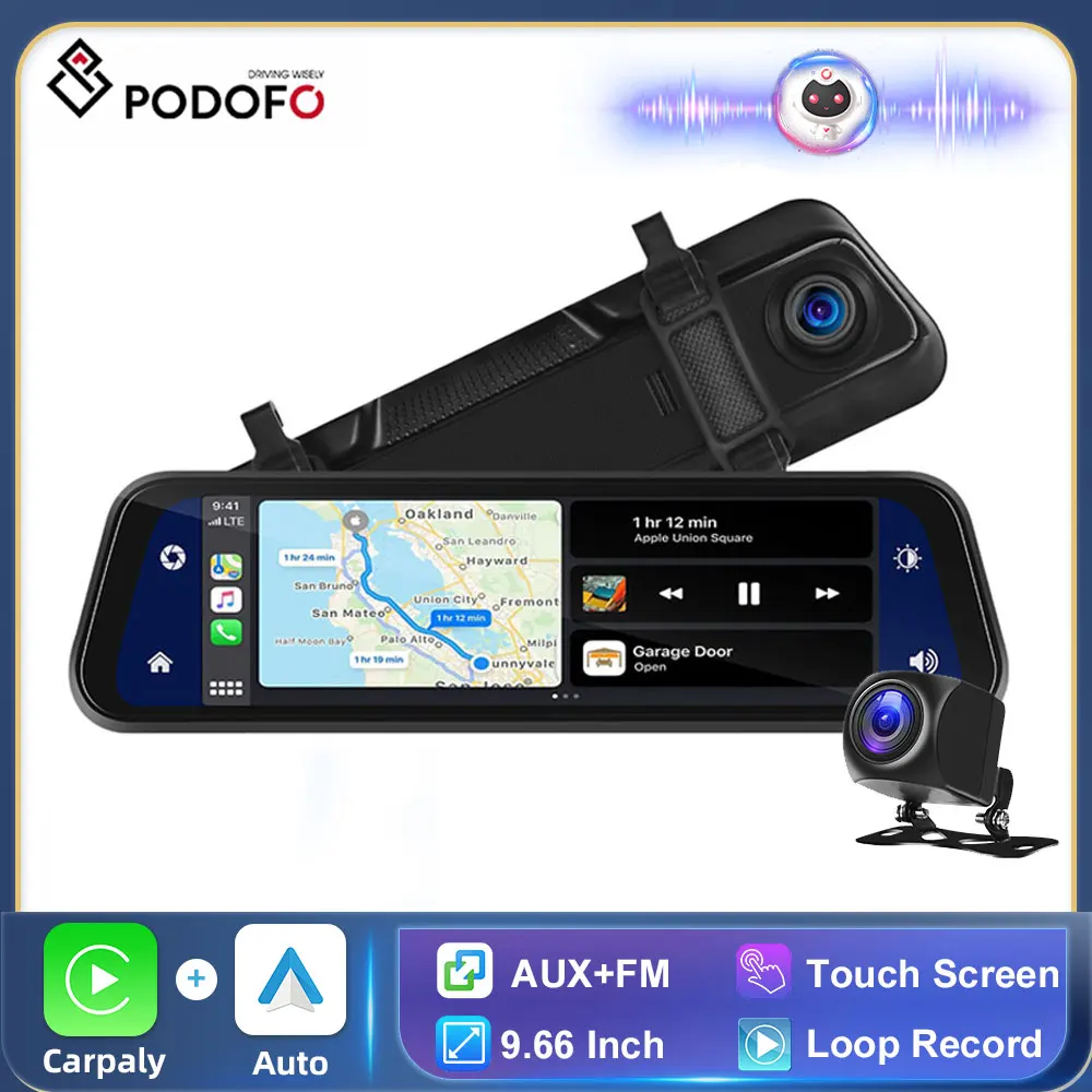 Podofo Mirror Camera for Car Touch Screen Video Recorder Rearview ...
