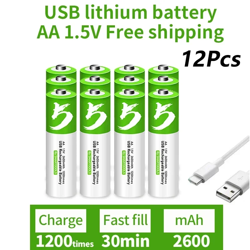 100-new1-5V-2600mWh-AAUSB-Lithium-Rechargeable-Battery-For-Remote ...
