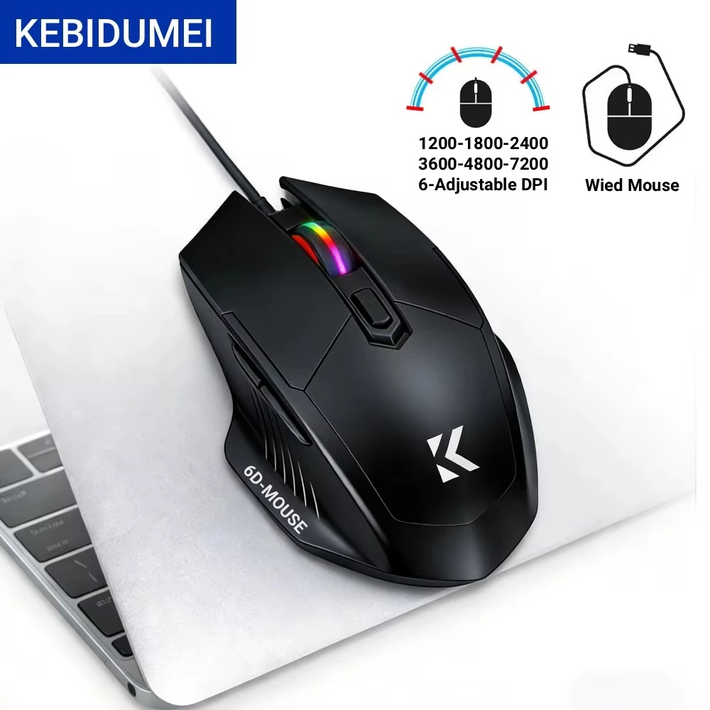 USB Wired Computer Mouse Optical 7200DPI Mouse Gamer PC Laptop Notebook ...