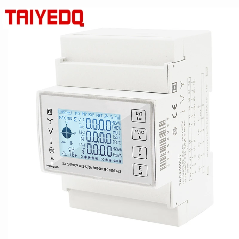 Din Rail 3 Phase Energy Monitor Consumption Power Meter Kwh Ammeter ...
