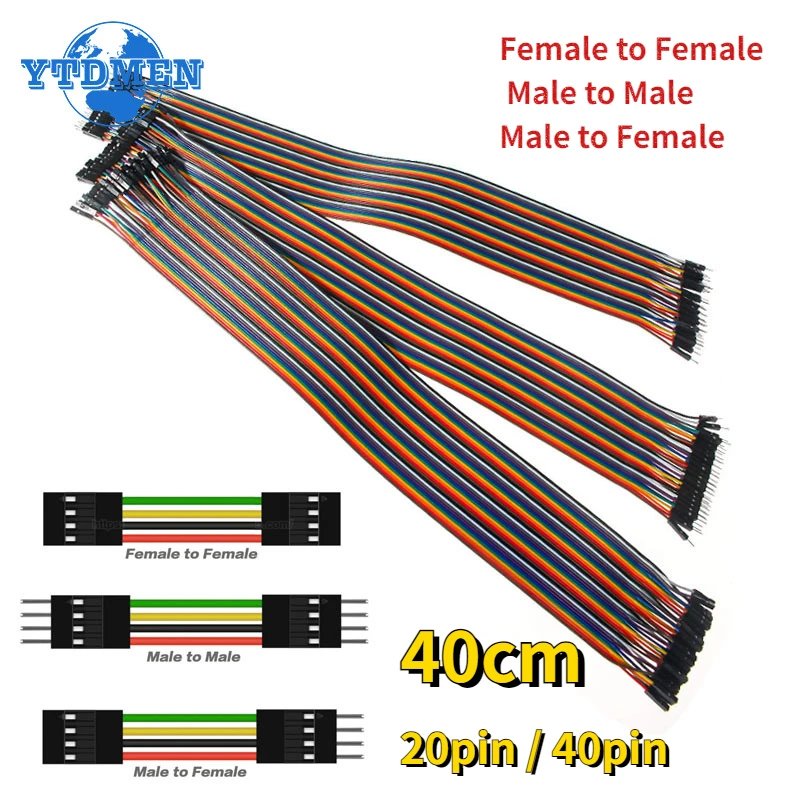 40cm linha dupont 20pin/40pin fêmea para fêmea, macho para macho, macho ...