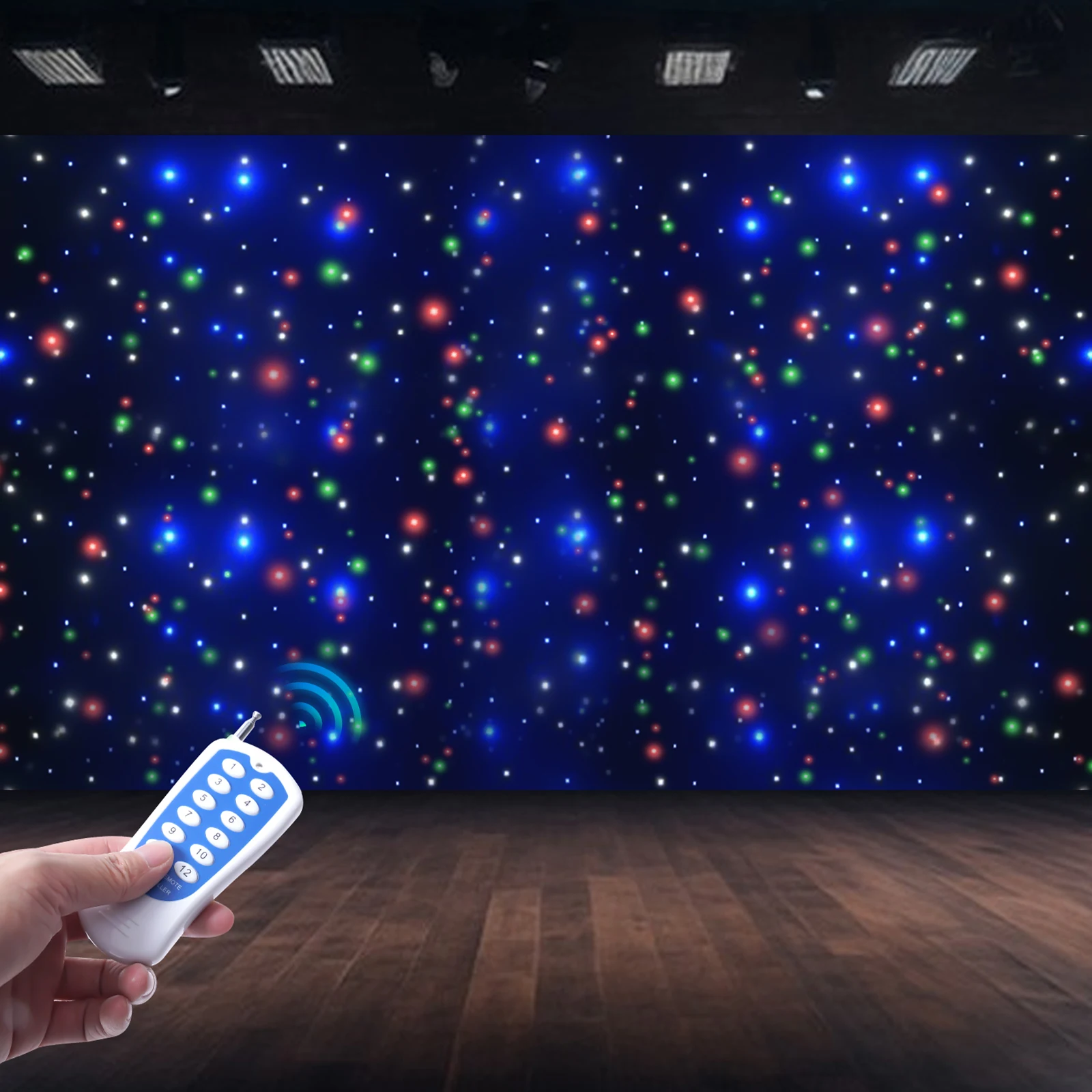 13 * 13ft RGBW LED Stage Backdrop, Velvet Star Curtain Drape Background ...