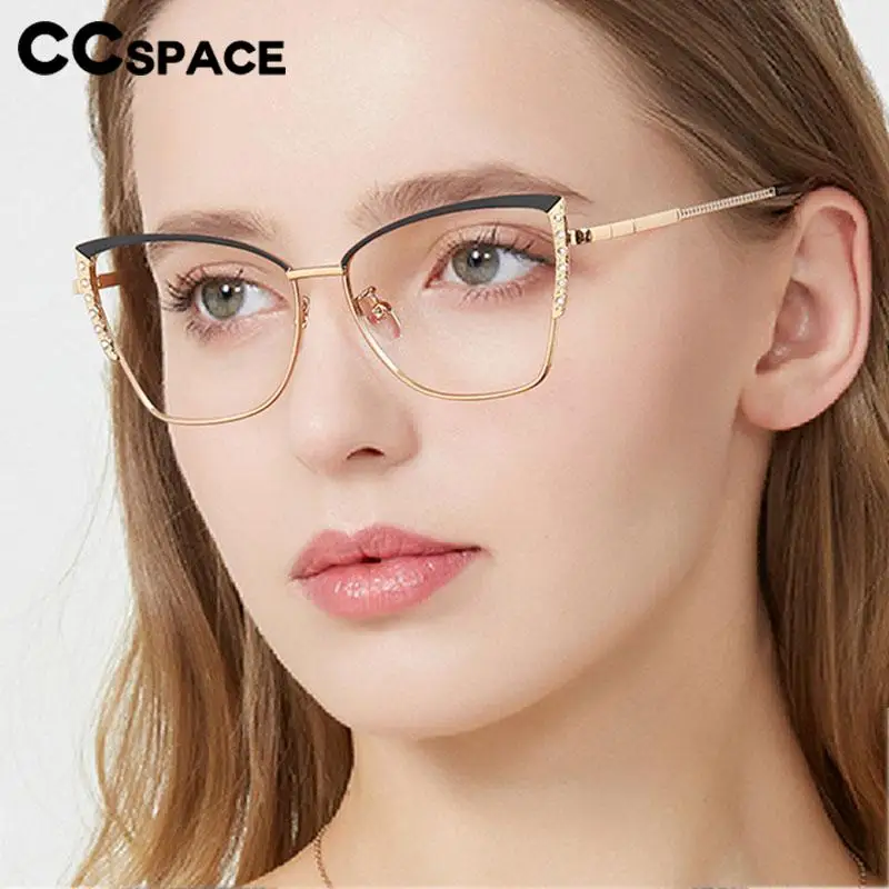 R57496-Metal-Blue-Light-Blocking-Glasses-Frame-Women-Casual-Cat-Eye ...