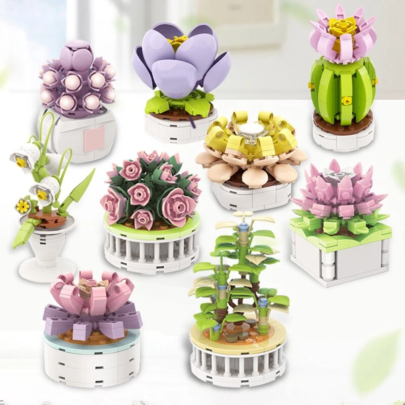 Bouquet Moc Block Flower Succulents Potted Building Blocks FIT for ...