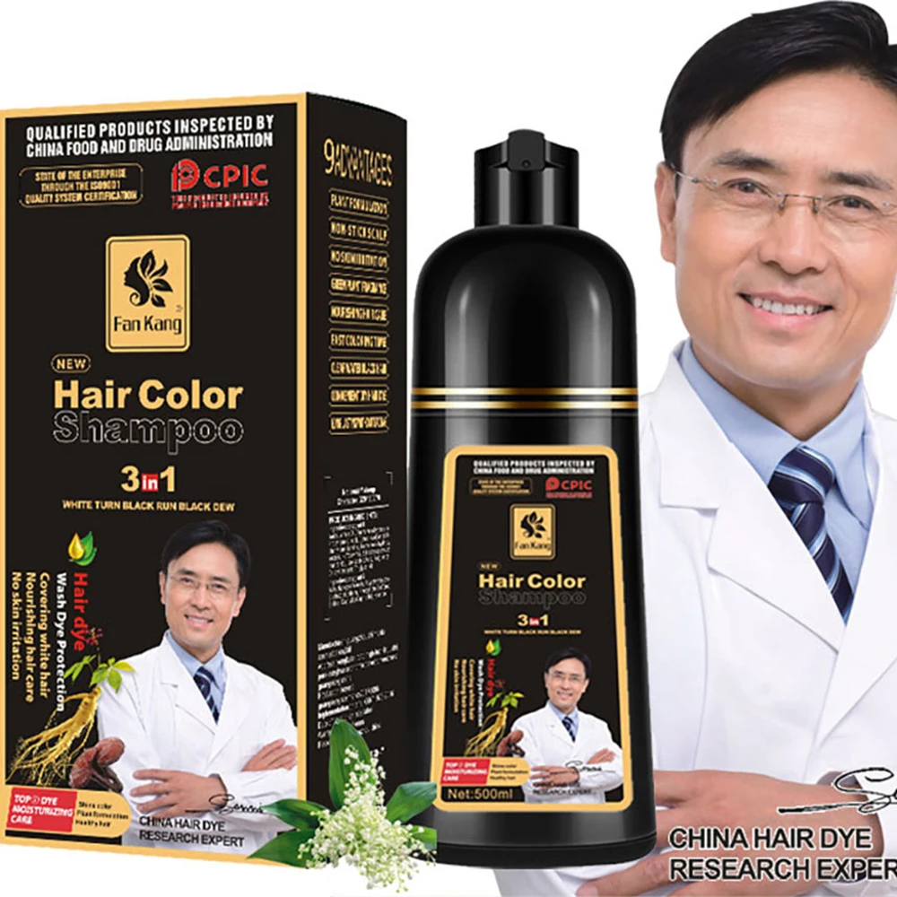 Instant-Coloring-Shampoo-3-In-1-Natural-Black-Color-for-Men-Women-Hair ...