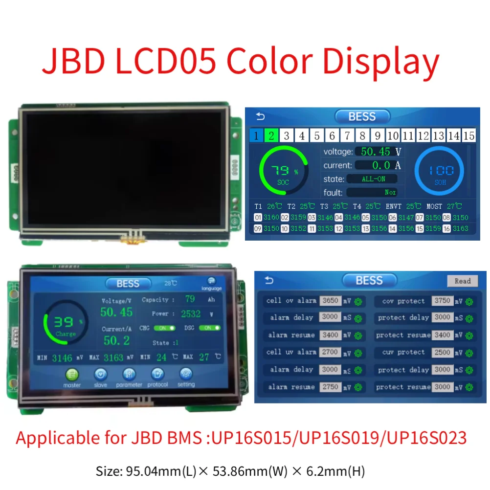JBD Smart BMS Color Screen Touch Display LCD Displayer For BMS UP16S015 ...