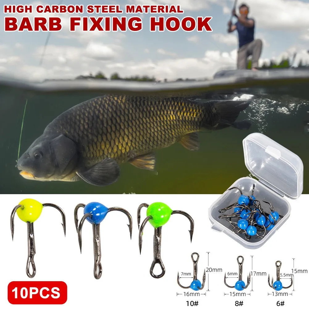 10Pcs-Three-jaw-Hook-6-8-10-Fishing-Hooks-High-Carbon-Steel-Ice-Sinking ...