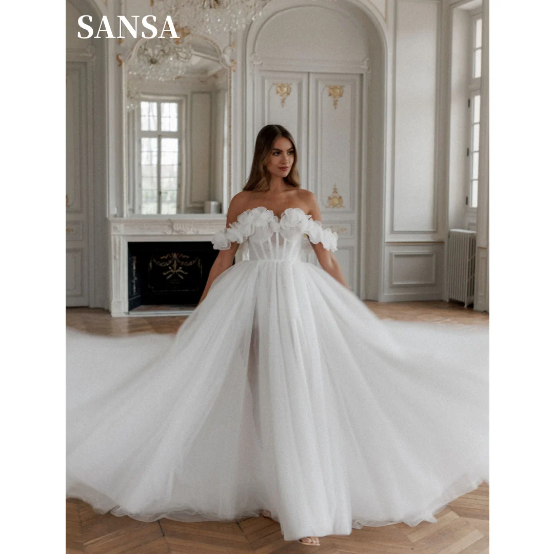 Sansa-Princess-3D-Flower-A-line-Palace-Style-Side-Split-Vestidos-De ...