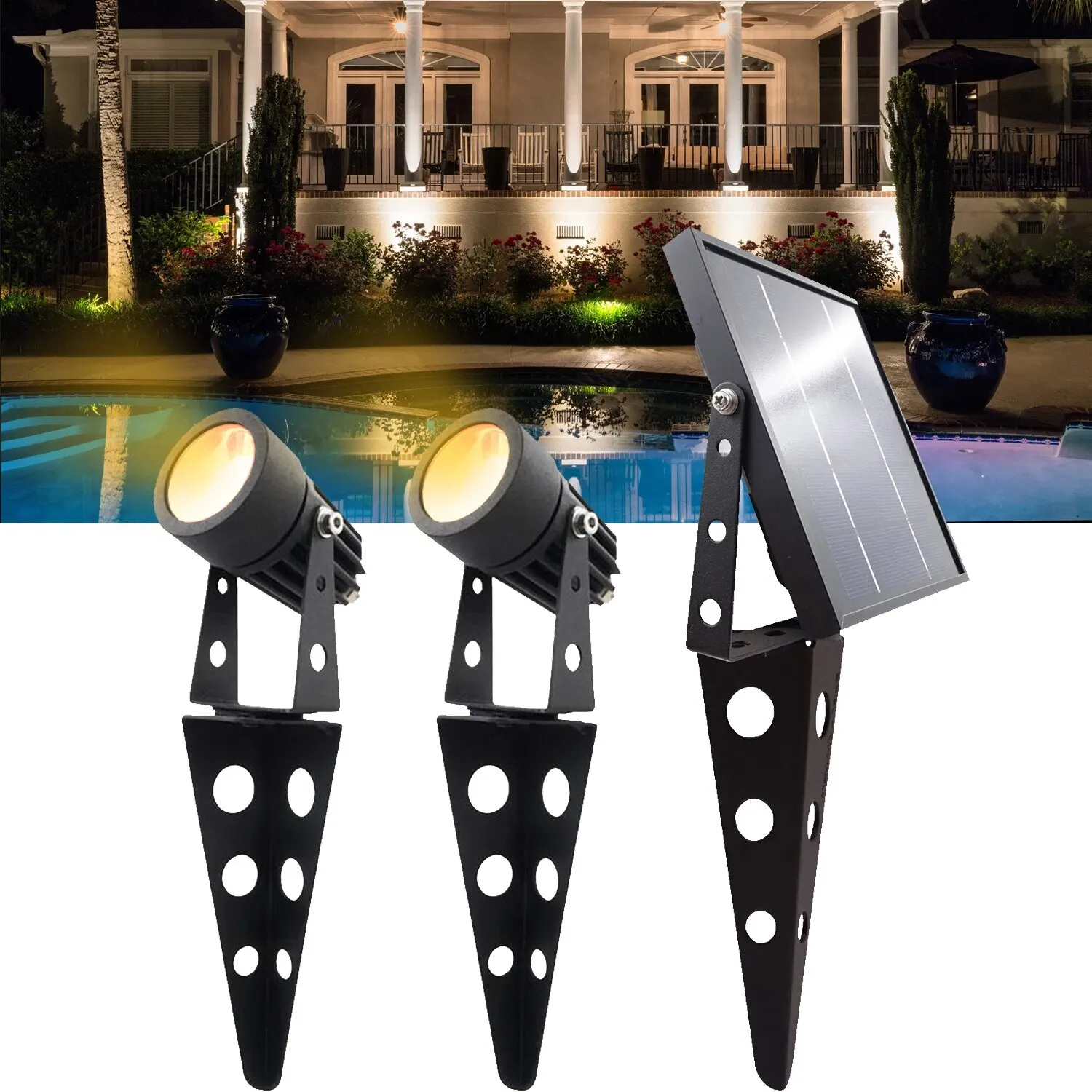 Mini-50X-Twin-Solar-Powered-Spot-Lights-Cast-Aluminium-Spotlight-for ...